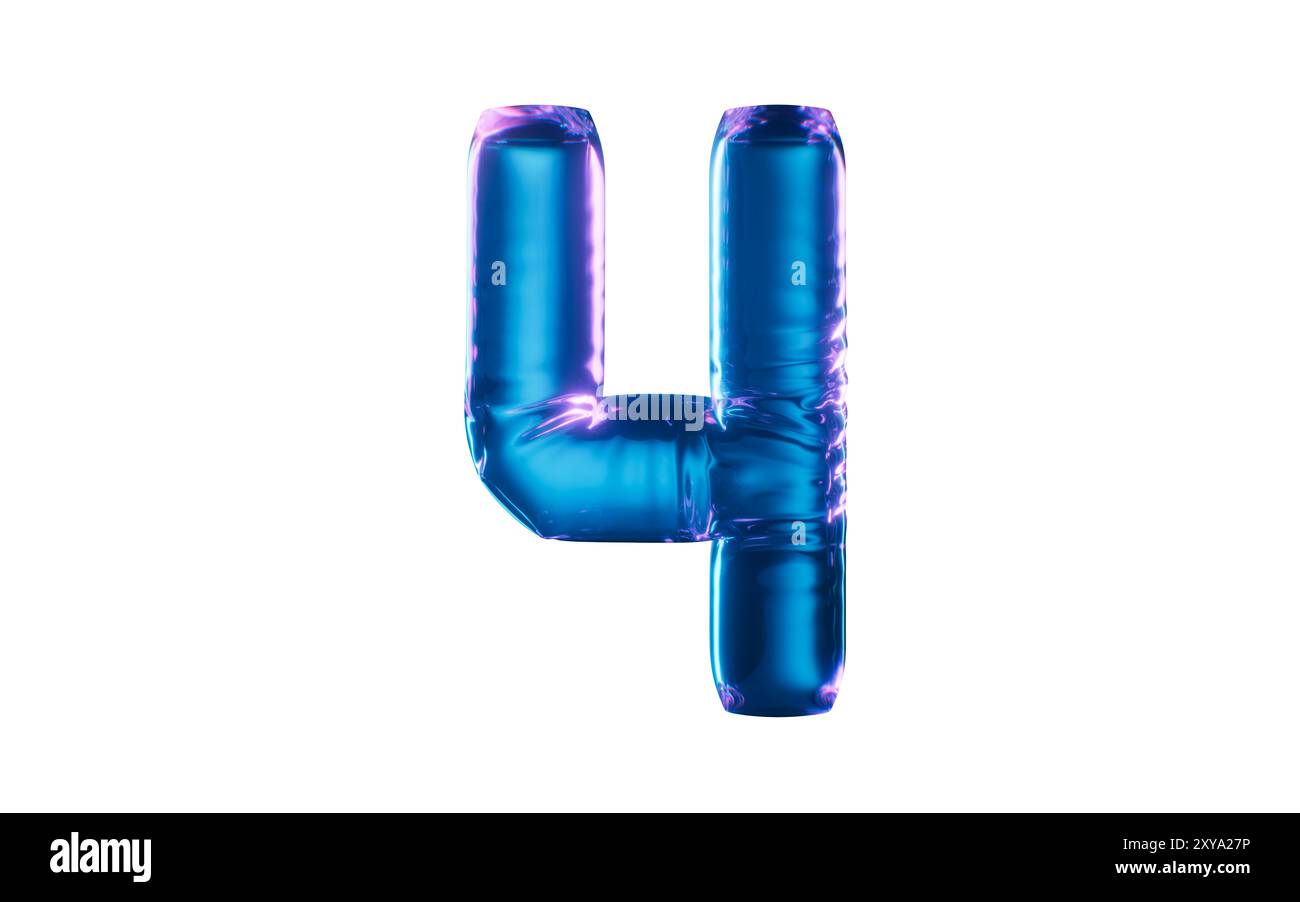 Soft balloon numbers with neon styles, 3d rendering. 3D illustration ...