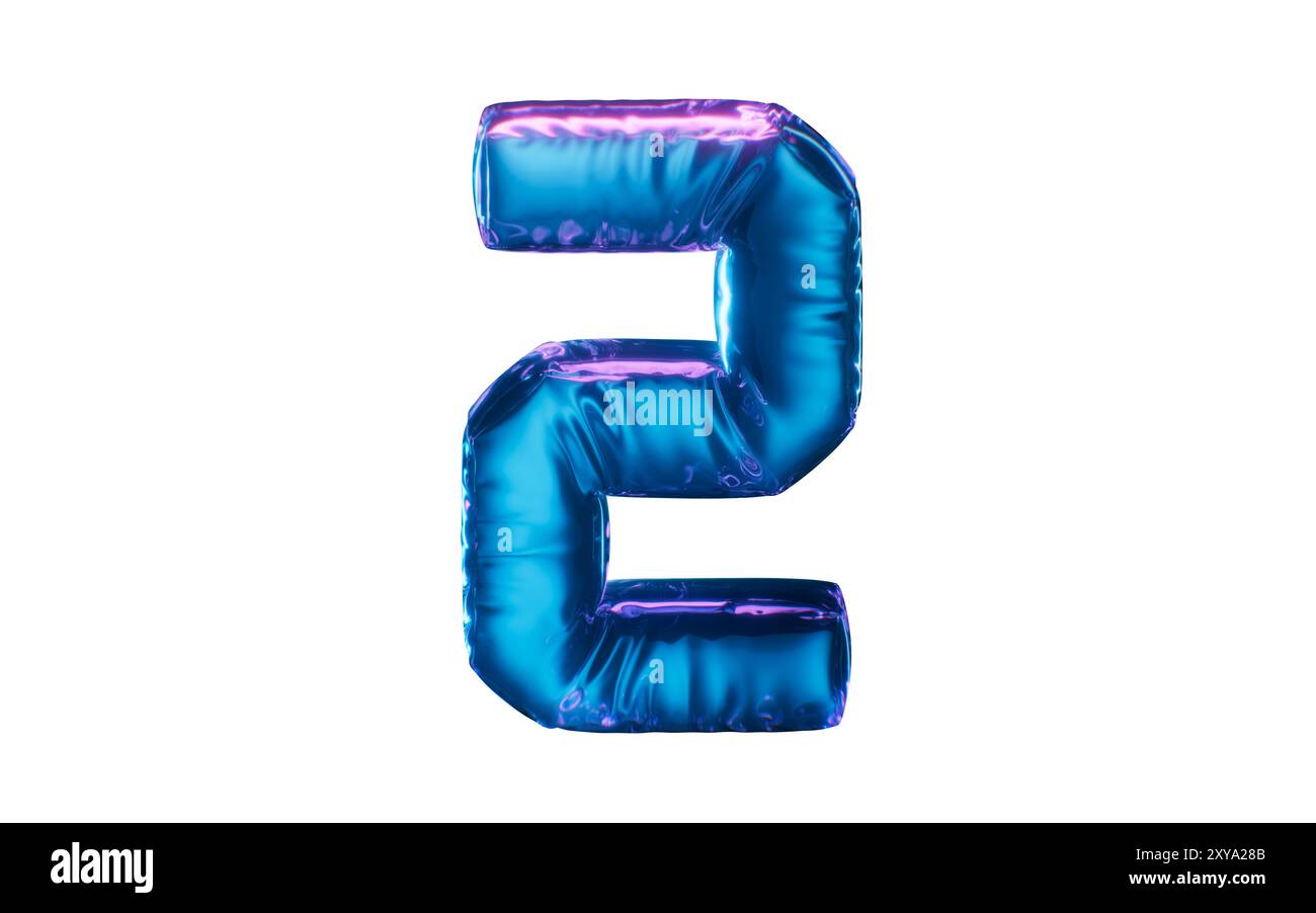 Soft balloon numbers with neon styles, 3d rendering. 3D illustration ...