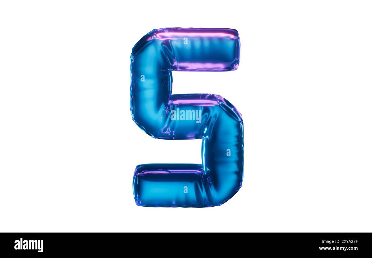 Soft balloon numbers with neon styles, 3d rendering. 3D illustration ...
