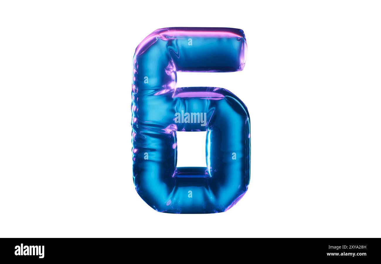 Soft balloon numbers with neon styles, 3d rendering. 3D illustration ...