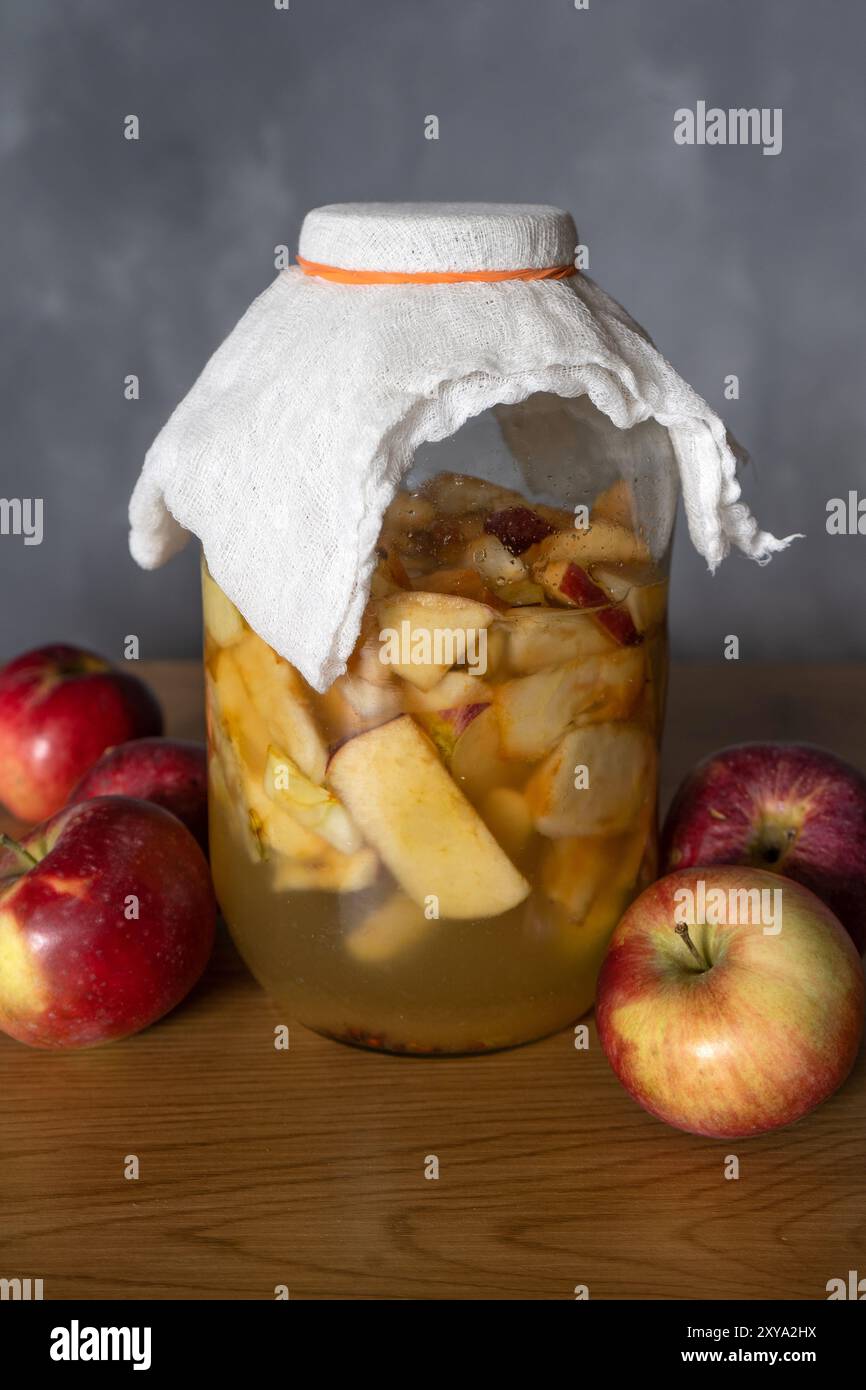 Apple cider vinegar. Creating apple vinegar, super healthy vinegar made ...