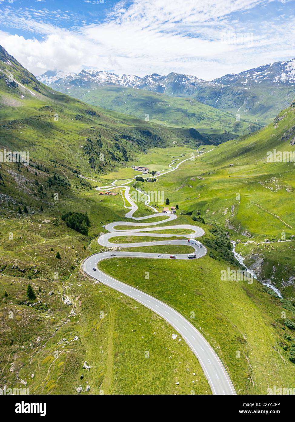 The stunning hairpin bend section of the Julier Pass in Switzerland ...