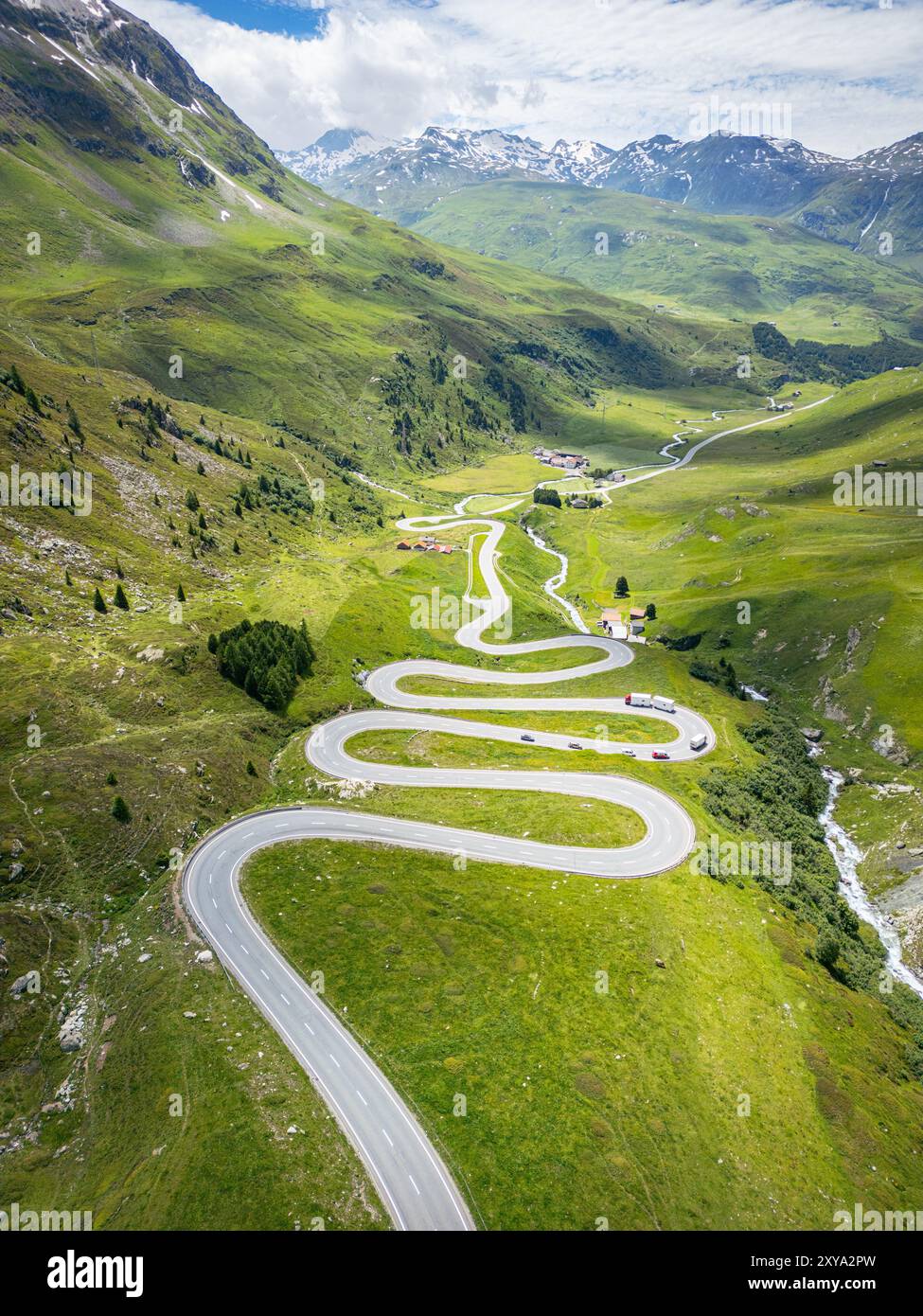 The stunning hairpin bend section of the Julier Pass in Switzerland ...