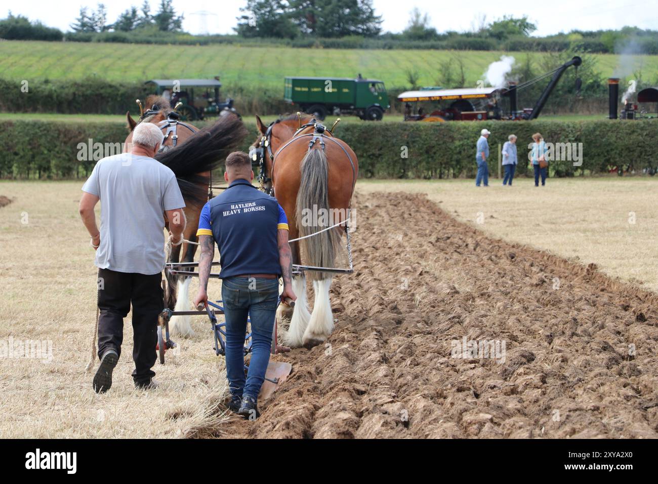HEAVY HORSES DEMONSTRATING PLOUGHING TECHNIQUES AT FORDINGBRIDGE STEAM ...