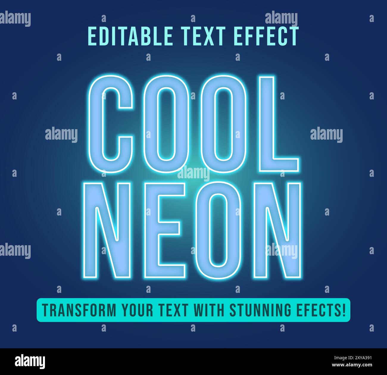 Editable text effects with light blue neon cool theme, Customizable and ...