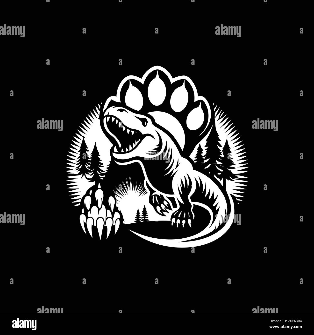 Tyrannosaurus Dinosaur head vector logo template and tshirt design on ...