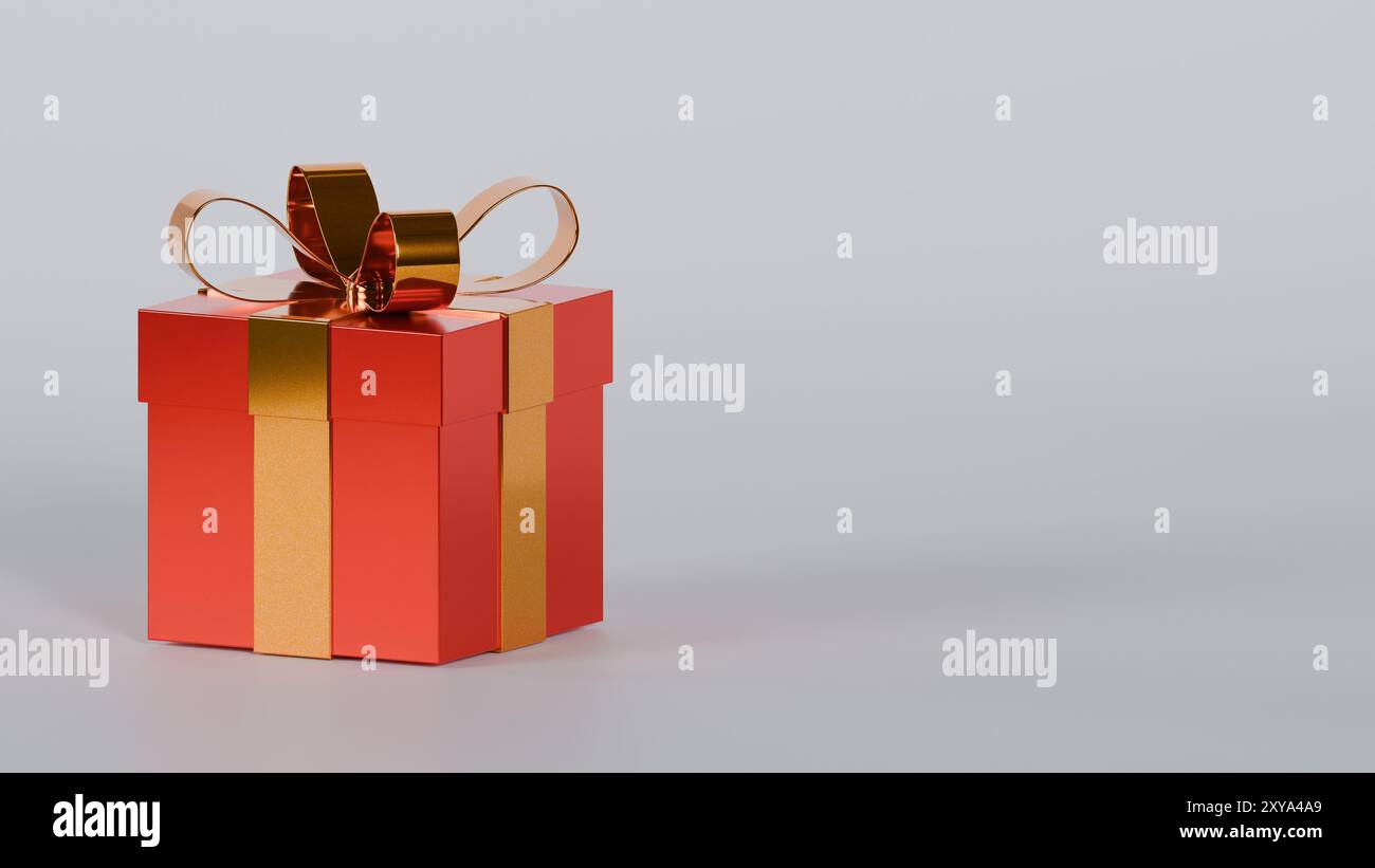 Red gift box with a golden bow and a space to write a message Stock ...