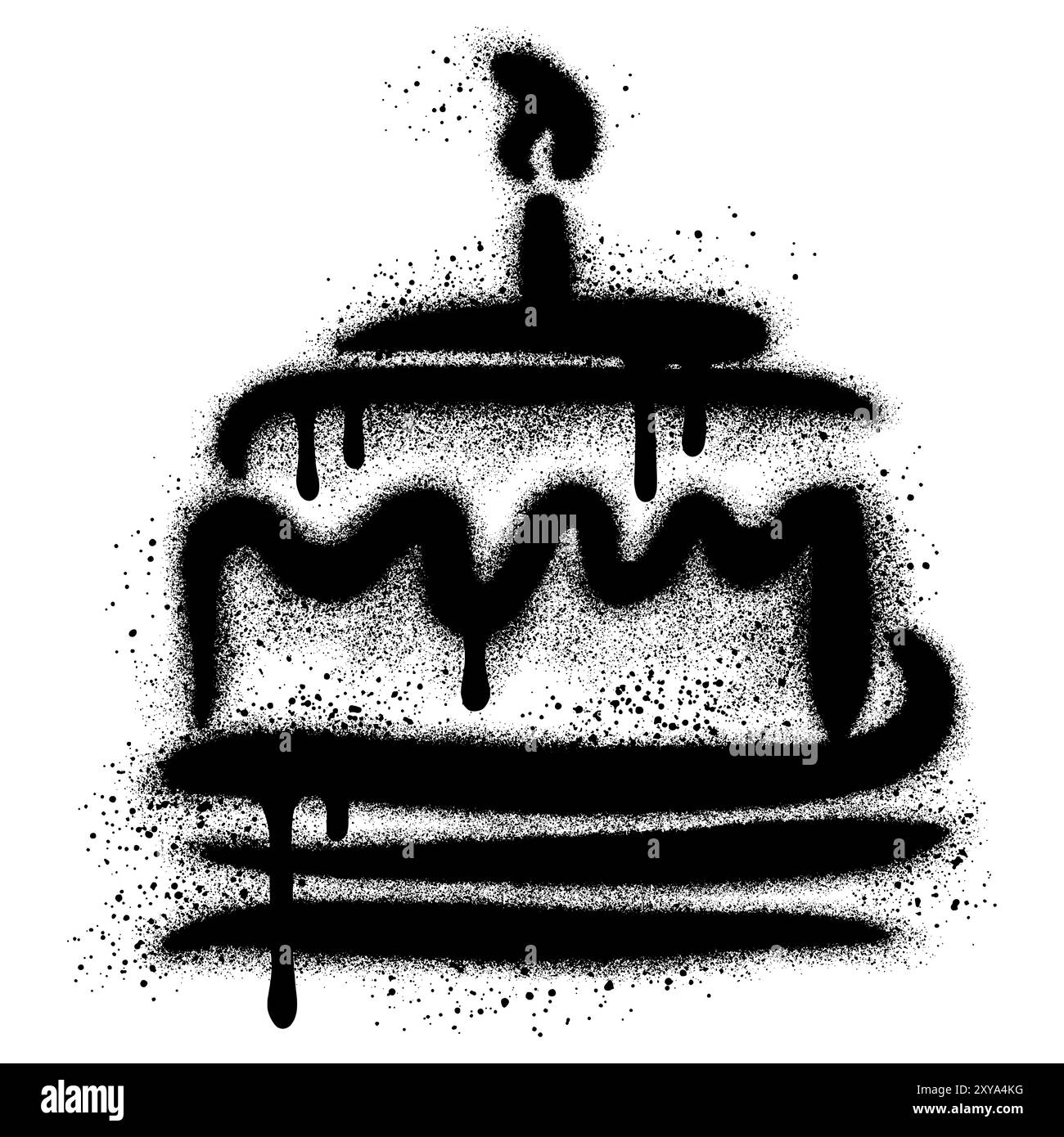 Birthday cake graffiti with black spray paint. vector illustration ...