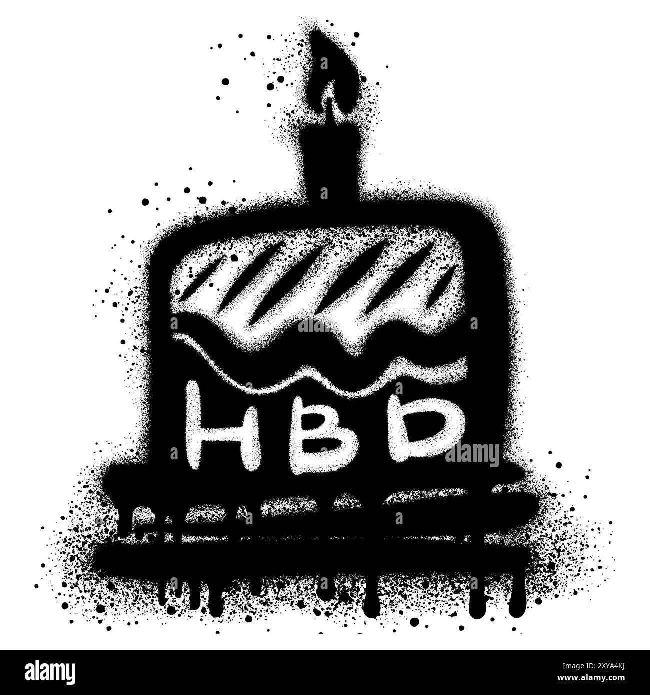 Birthday cake graffiti with black spray paint. vector illustration ...