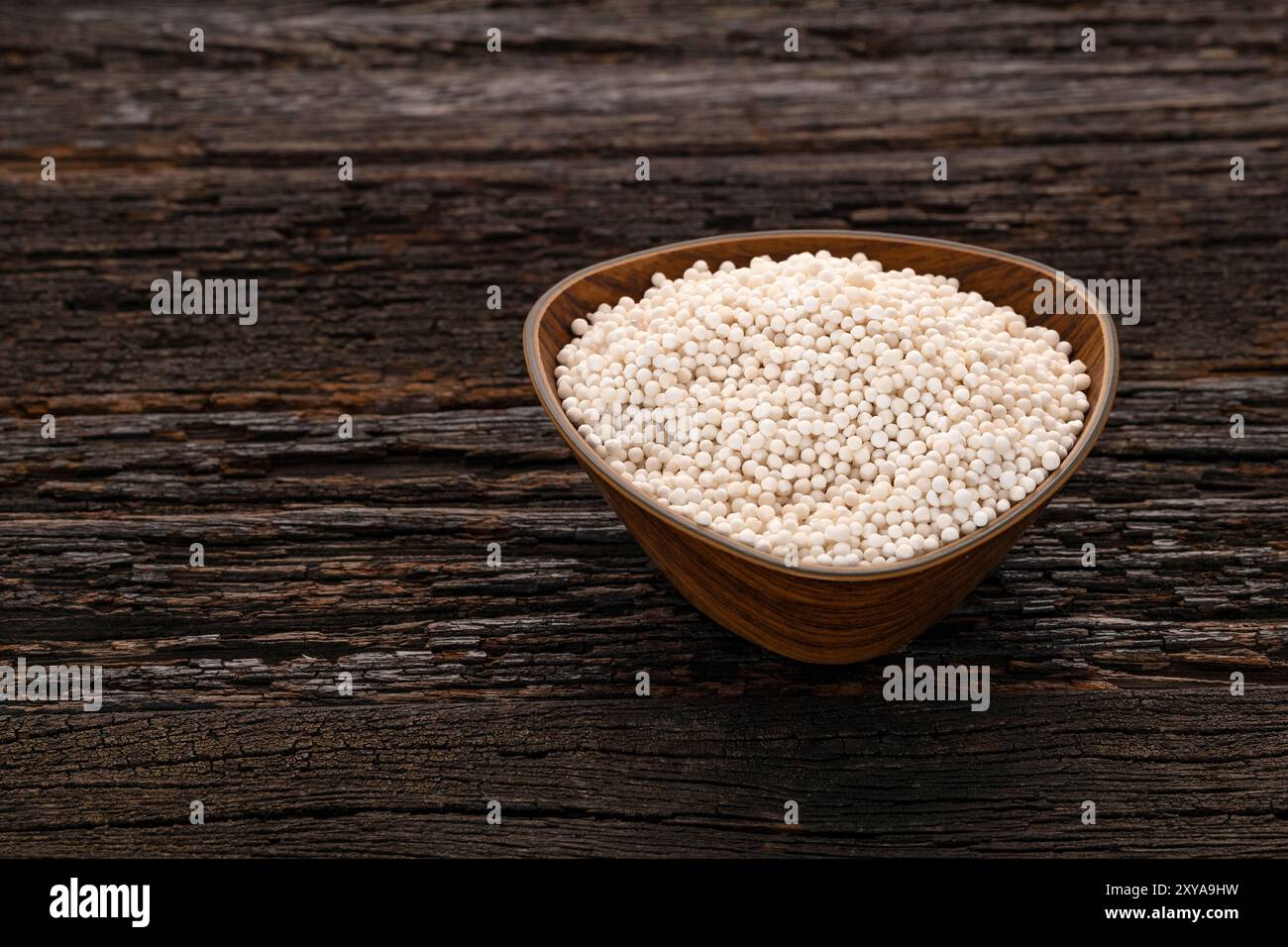 Tapioca pearls from the cassava root - White sagu balls in the bowl ...