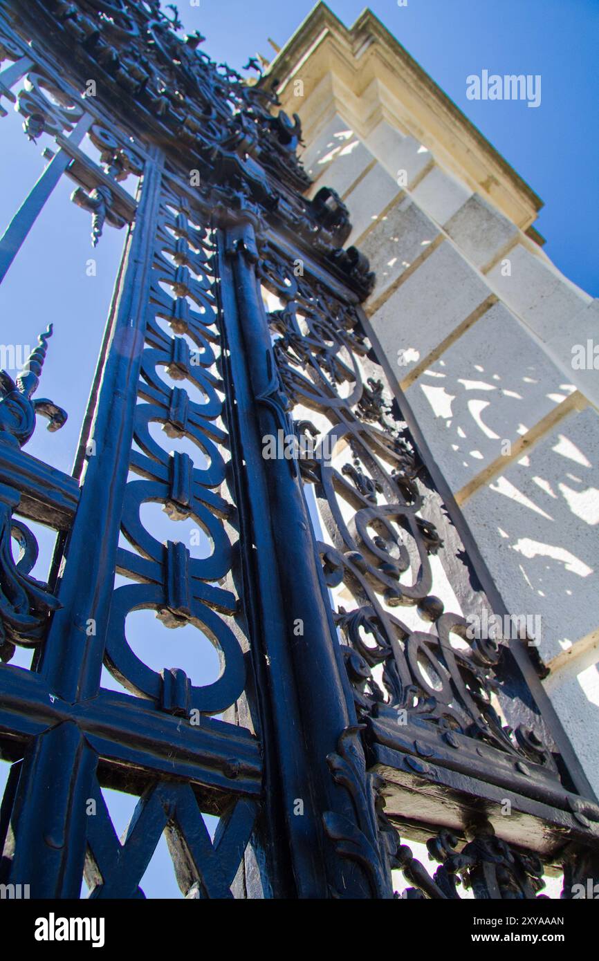 Detail of a big wrought-iron gate of Schlosshof castle Stock Photo - Alamy