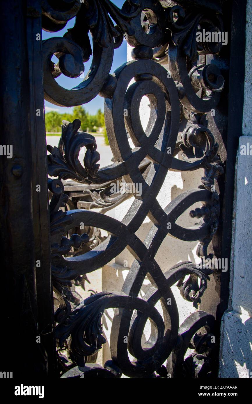 Detail of a big wrought-iron gate of Schlosshof castle Stock Photo - Alamy