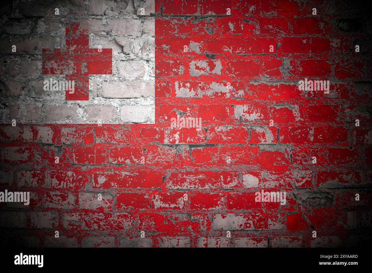Flag on weathered cracked brick wall Stock Photo - Alamy