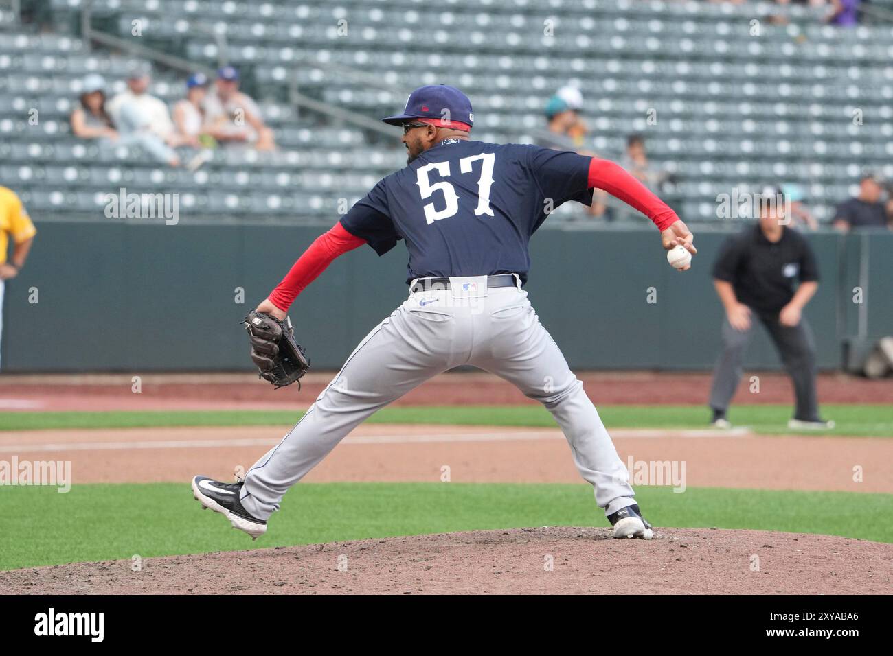 Salt Lake City, USA. 25th Aug, 2024. August 25 2024: Round Rock pitcher ...