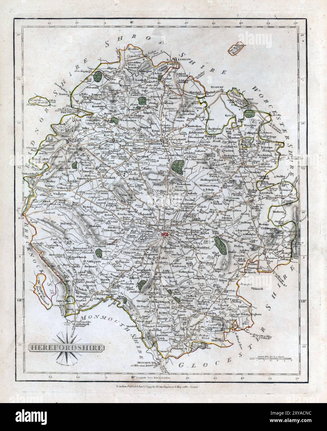 Map of herefordshire 18th century hi-res stock photography and images ...