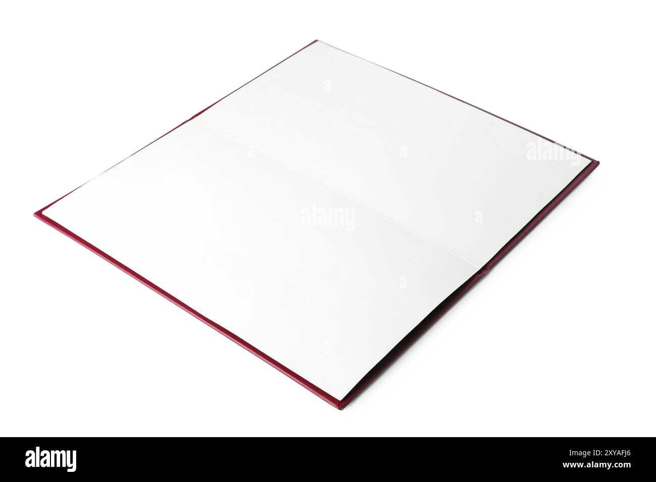 Open cover with empty sheets isolated on white. Mockup for design Stock ...