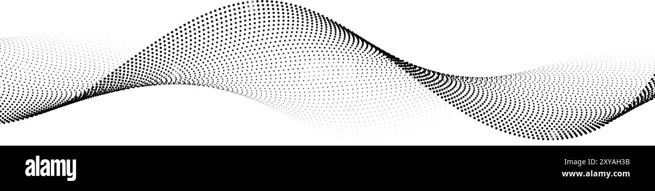 Dotted wavy line background. Black halftone undulate pattern. Curved ...