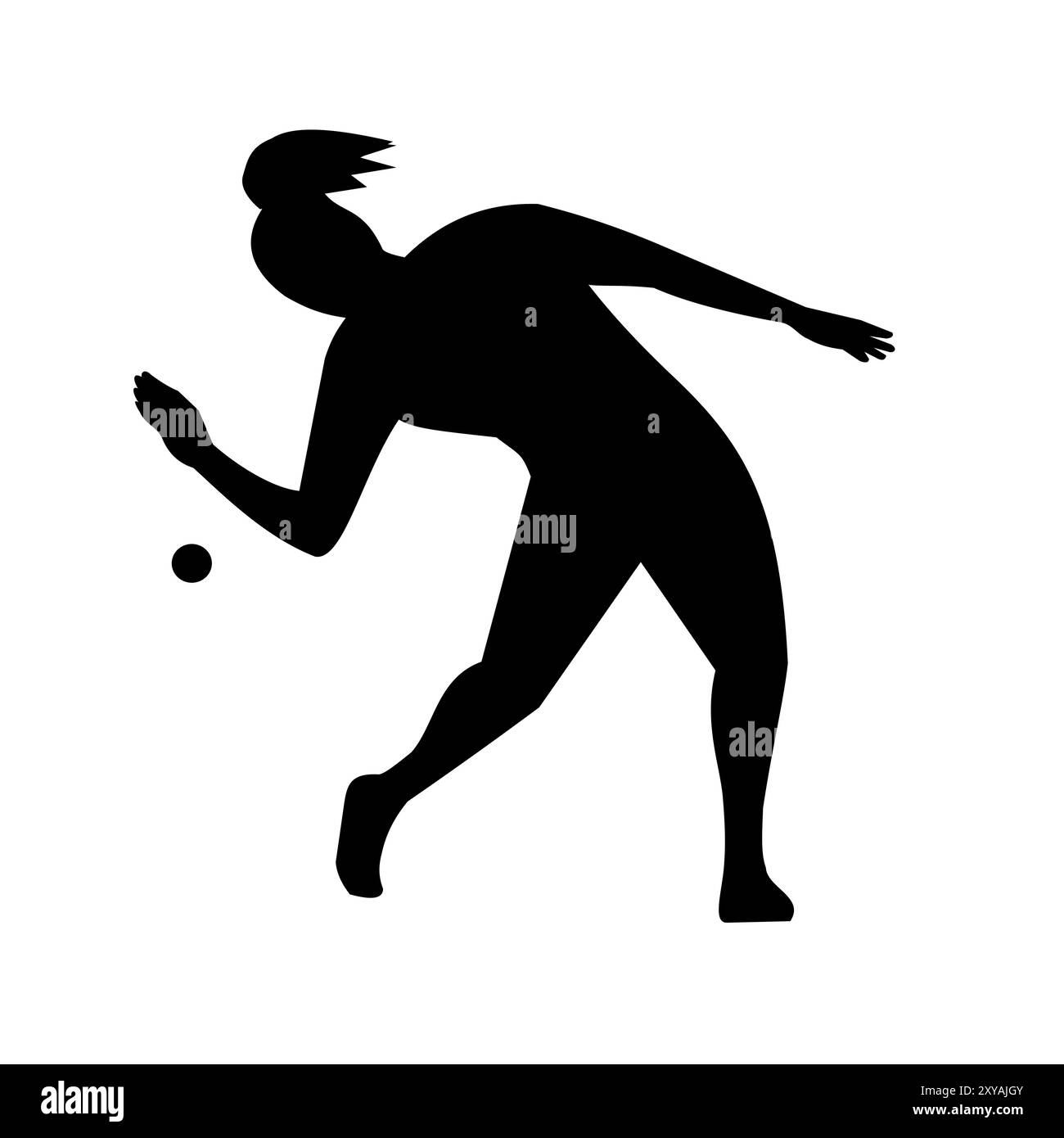 Stencil illustration of silhouette of a female American handball or ...