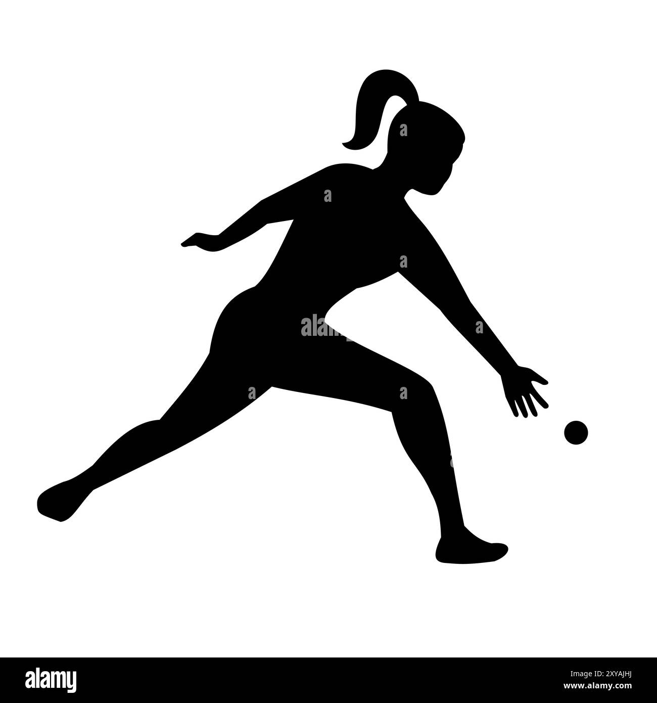 Stencil illustration of silhouette of a female American handball or ...