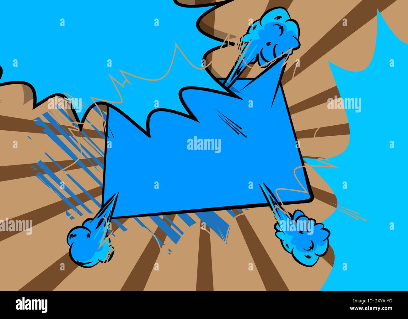 Cartoon brown and blue background, comic book backdrop. Retro vector ...