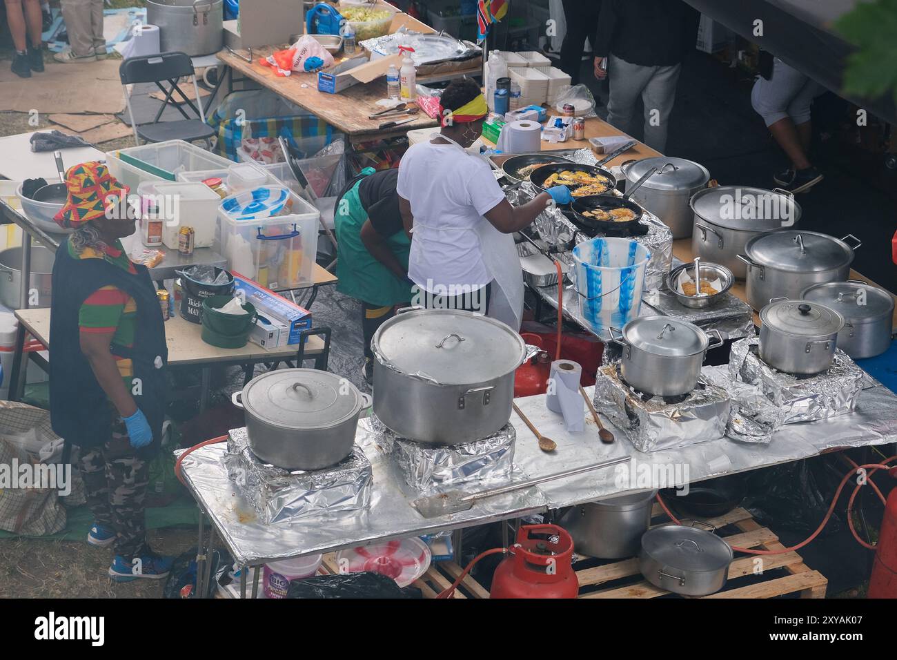 London, UK. A huge food preparation area in Meanwhile Gardens supplying ...
