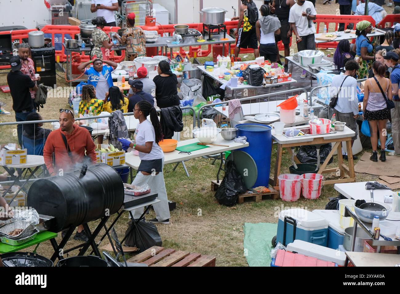 London, UK. A huge food preparation area in Meanwhile Gardens supplying ...