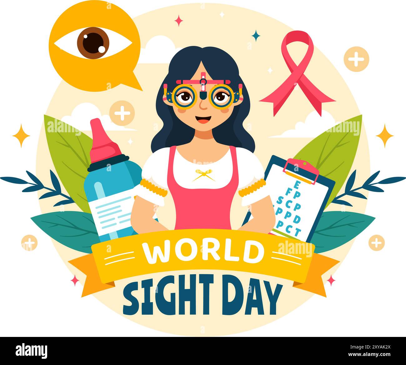 World Sight Day Vector Illustration for 10 October, featuring Vision ...