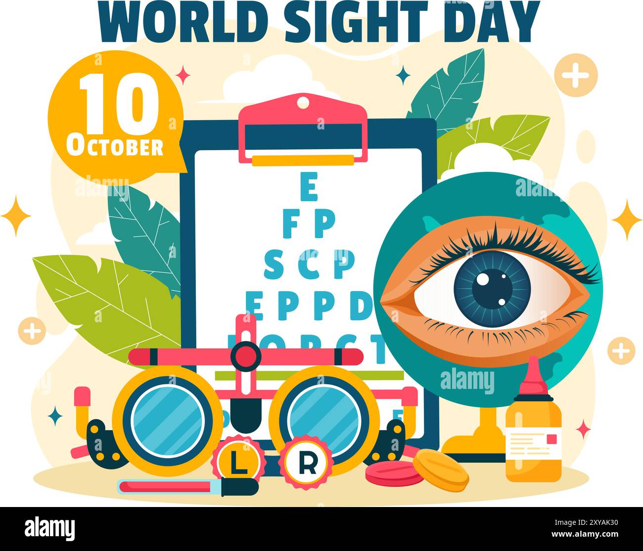 World Sight Day Vector Illustration for 10 October, featuring Vision ...