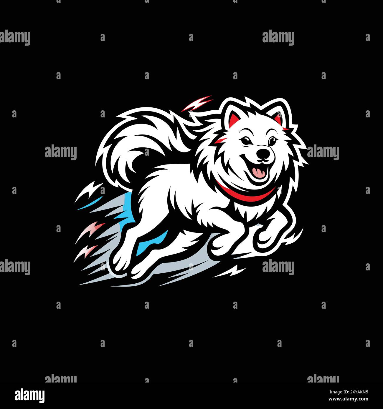 Samoyed dog head mascot logo vector illustration isolated on black ...