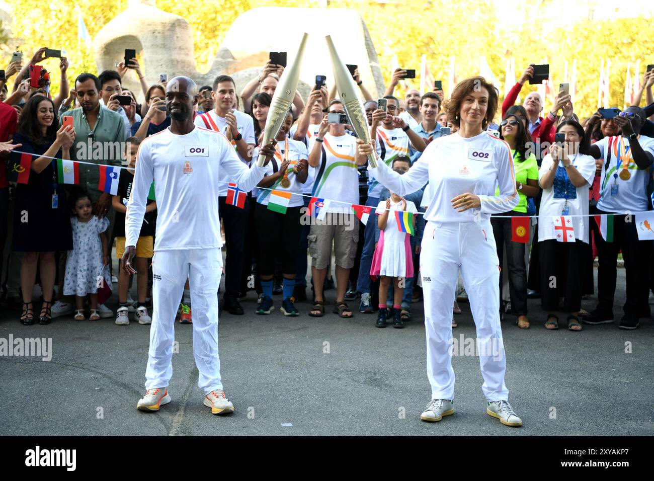 The picture shows UNESCO Director-General Azoulay (right) participating ...