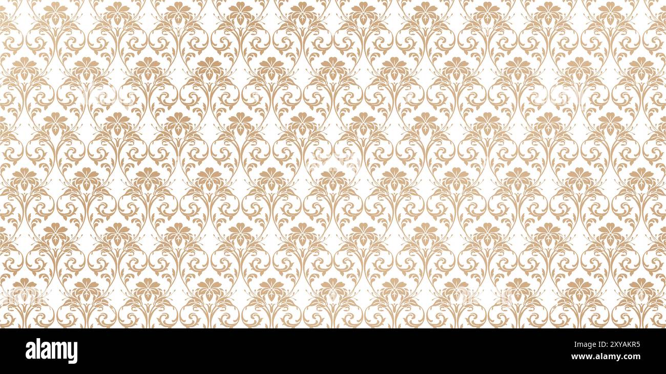 Seamless Pattern golden ornament damask style isolated white background ...
