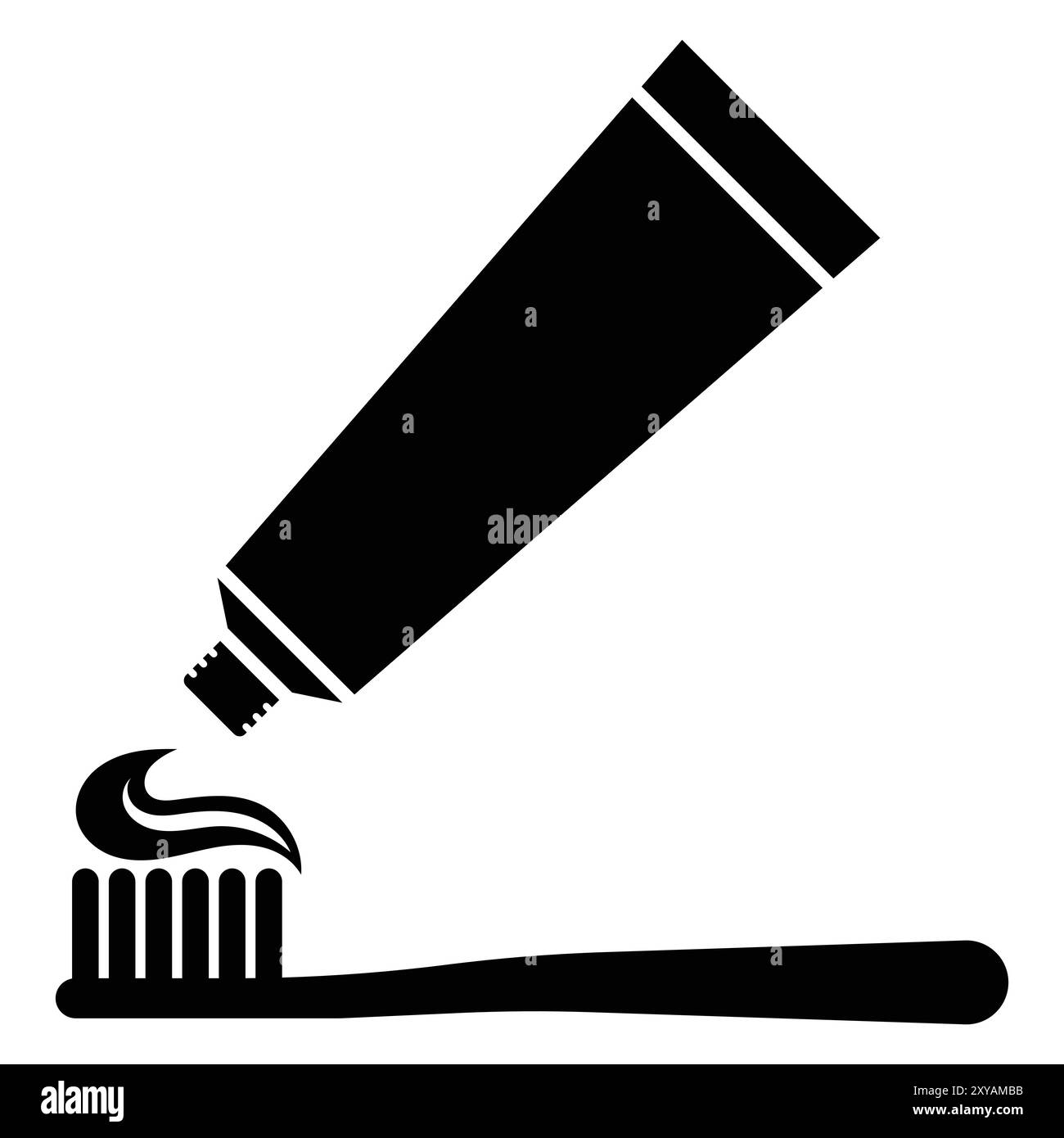 Toothbrush and toothpaste vector icon. Black silhouette Stock Vector ...