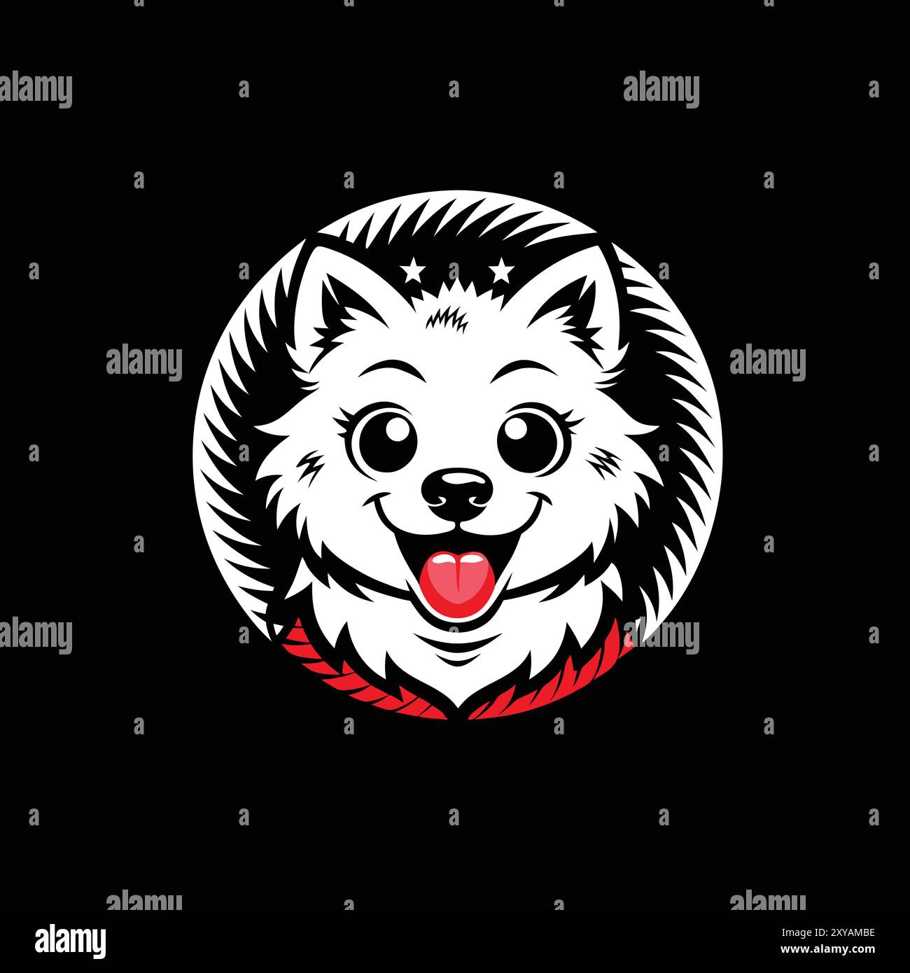 Samoyed portrait on black background Stock Vector Images - Alamy