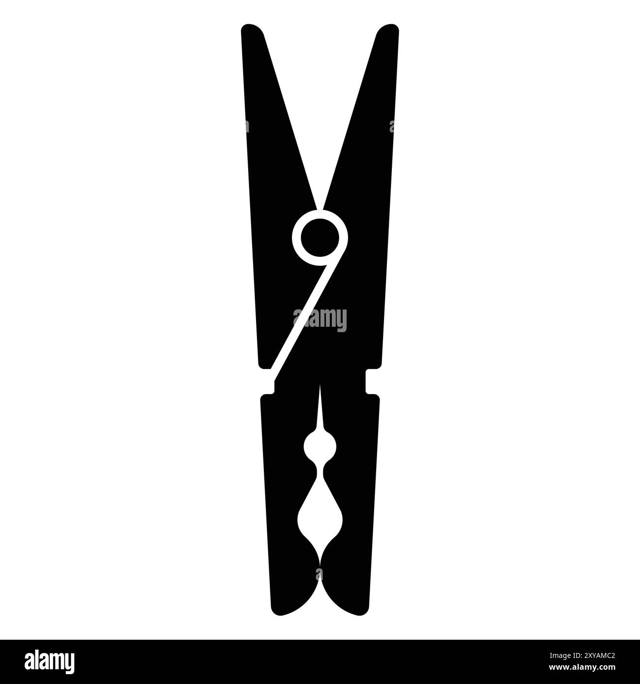 Clothes peg vector icon. Black silhouette. Stick clothes pin icon ...