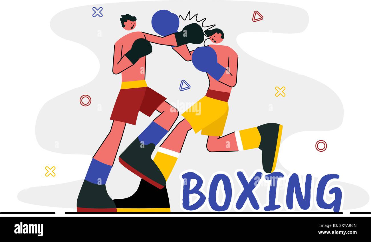 Professional Boxing Sport Vector Illustration Featuring a Boxer Wearing ...