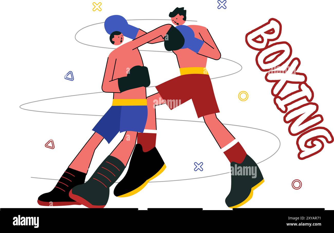 Professional Boxing Sport Vector Illustration Featuring a Boxer Wearing ...