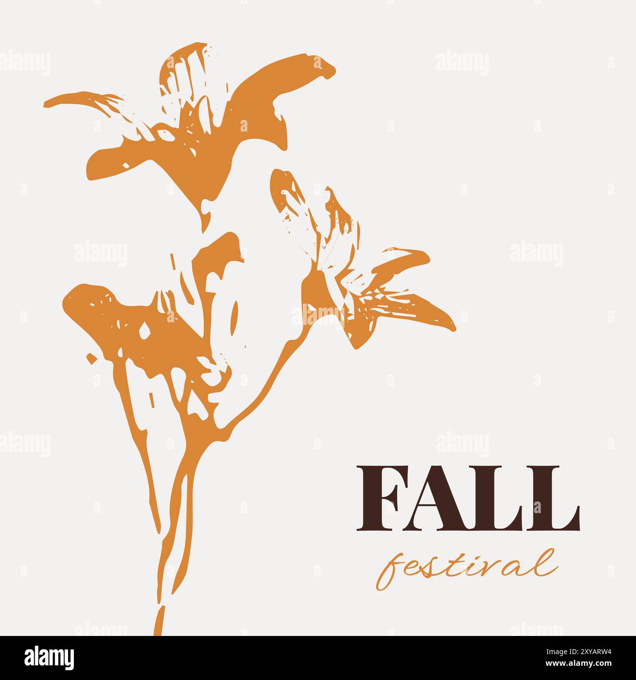 Autumn poster with traced fall bell flower. Fall festival background ...