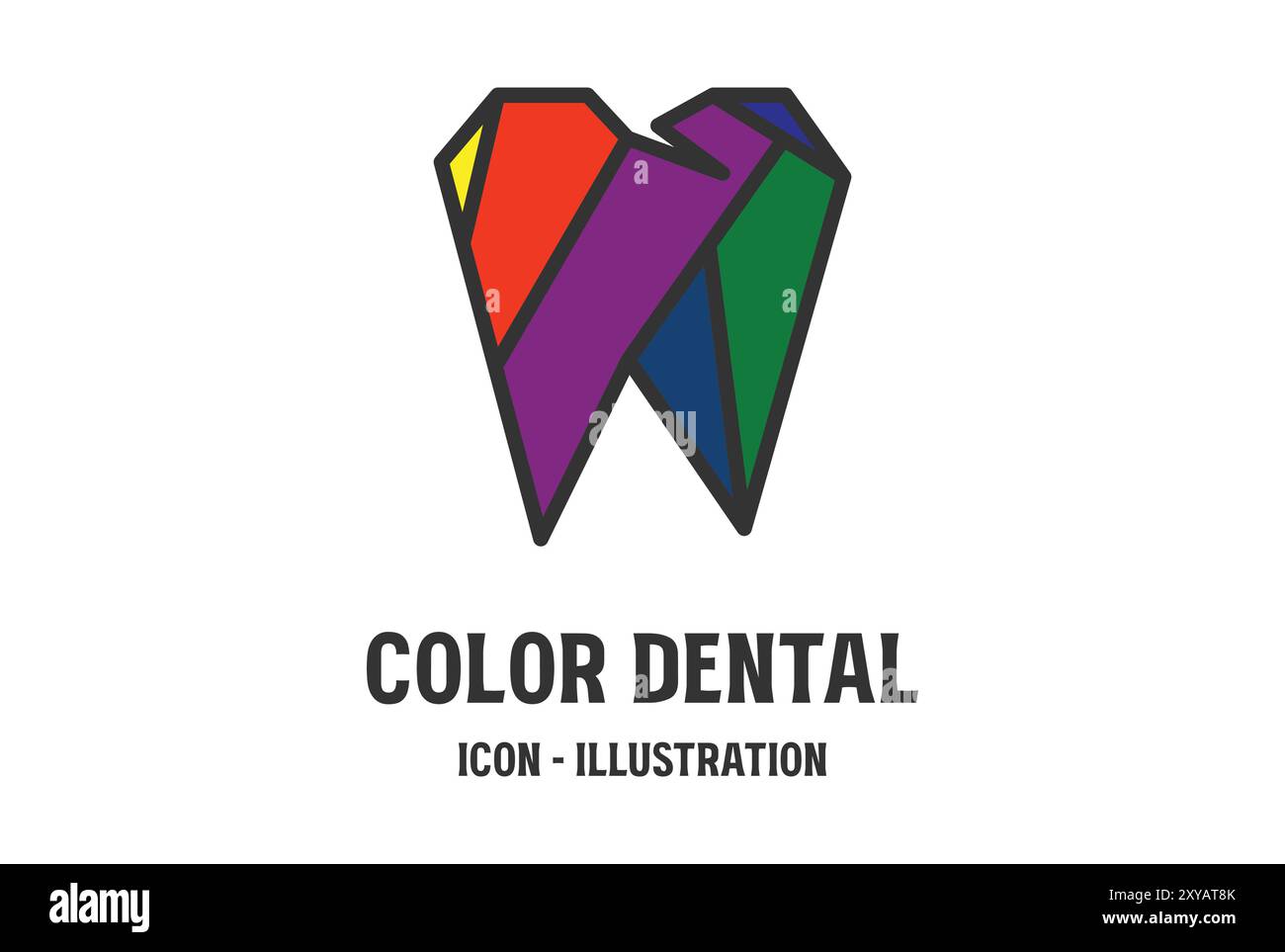 Colorful Geometric Dent Tooth for Dental Illustration Stock Vector ...