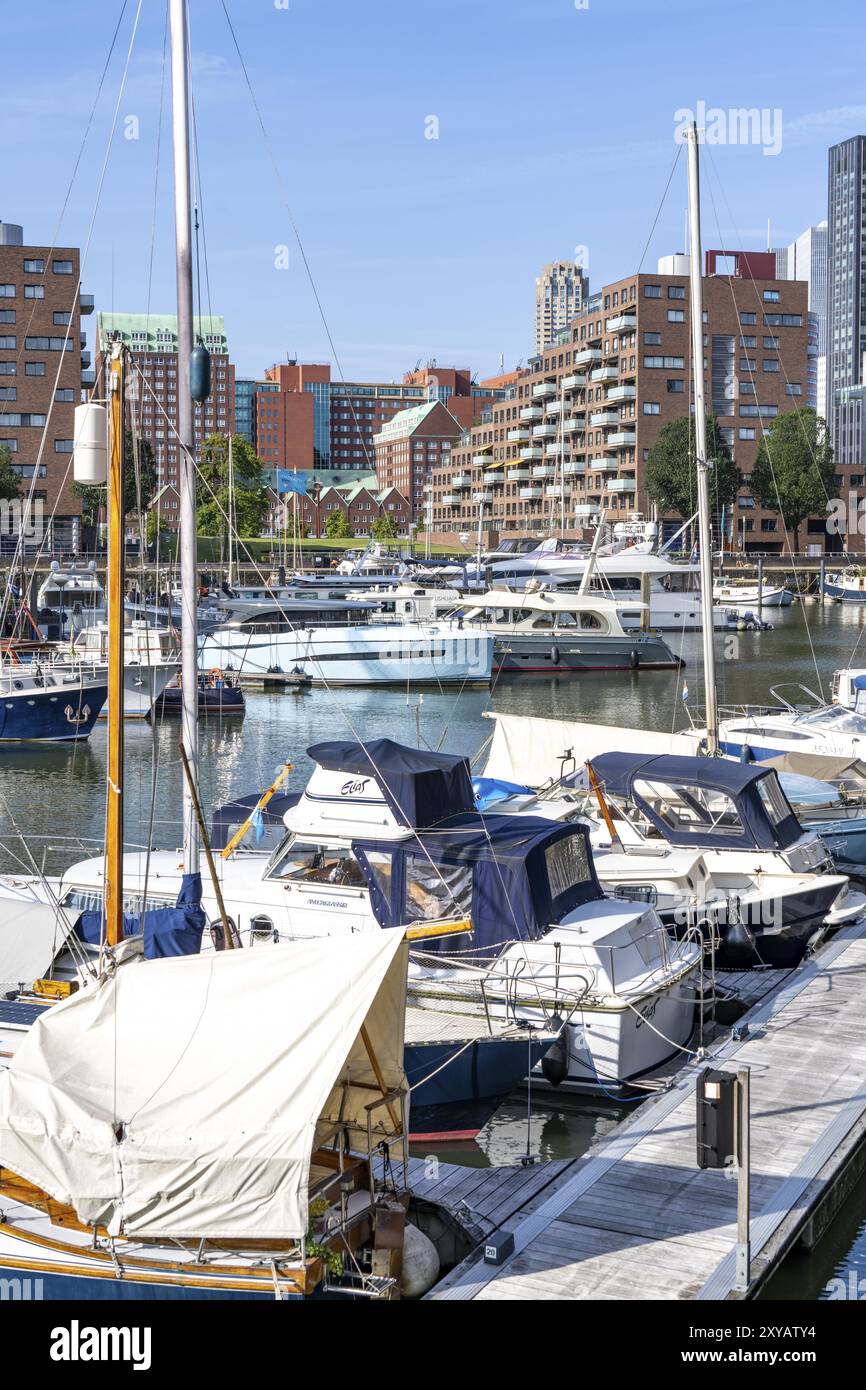 Rotterdam Marina, behind residential high-rise buildings at ...