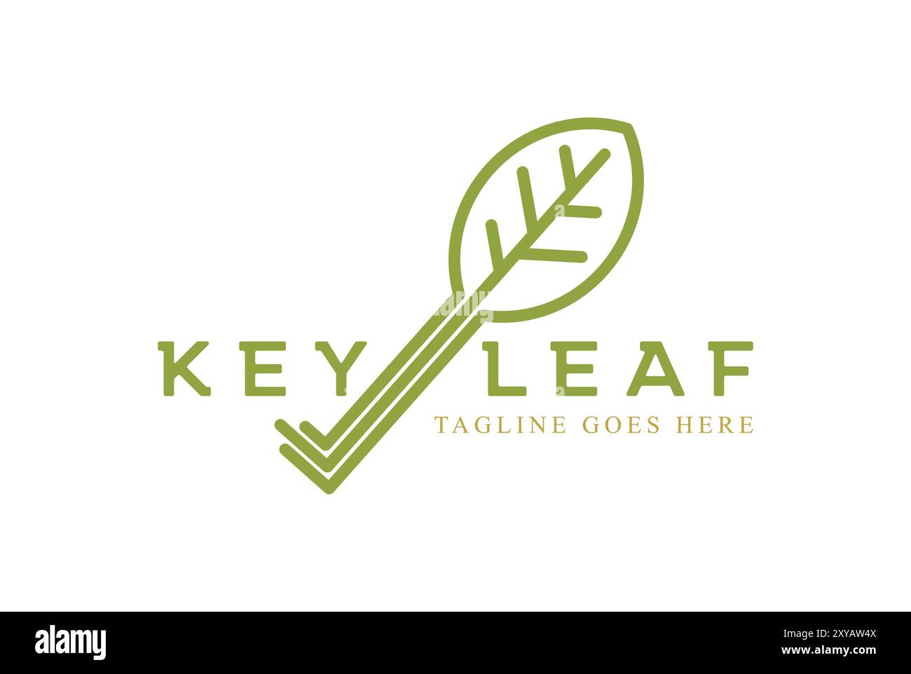 Simple Minimalist Fresh Green Key Leaf Tree Plant Logo Design Stock ...