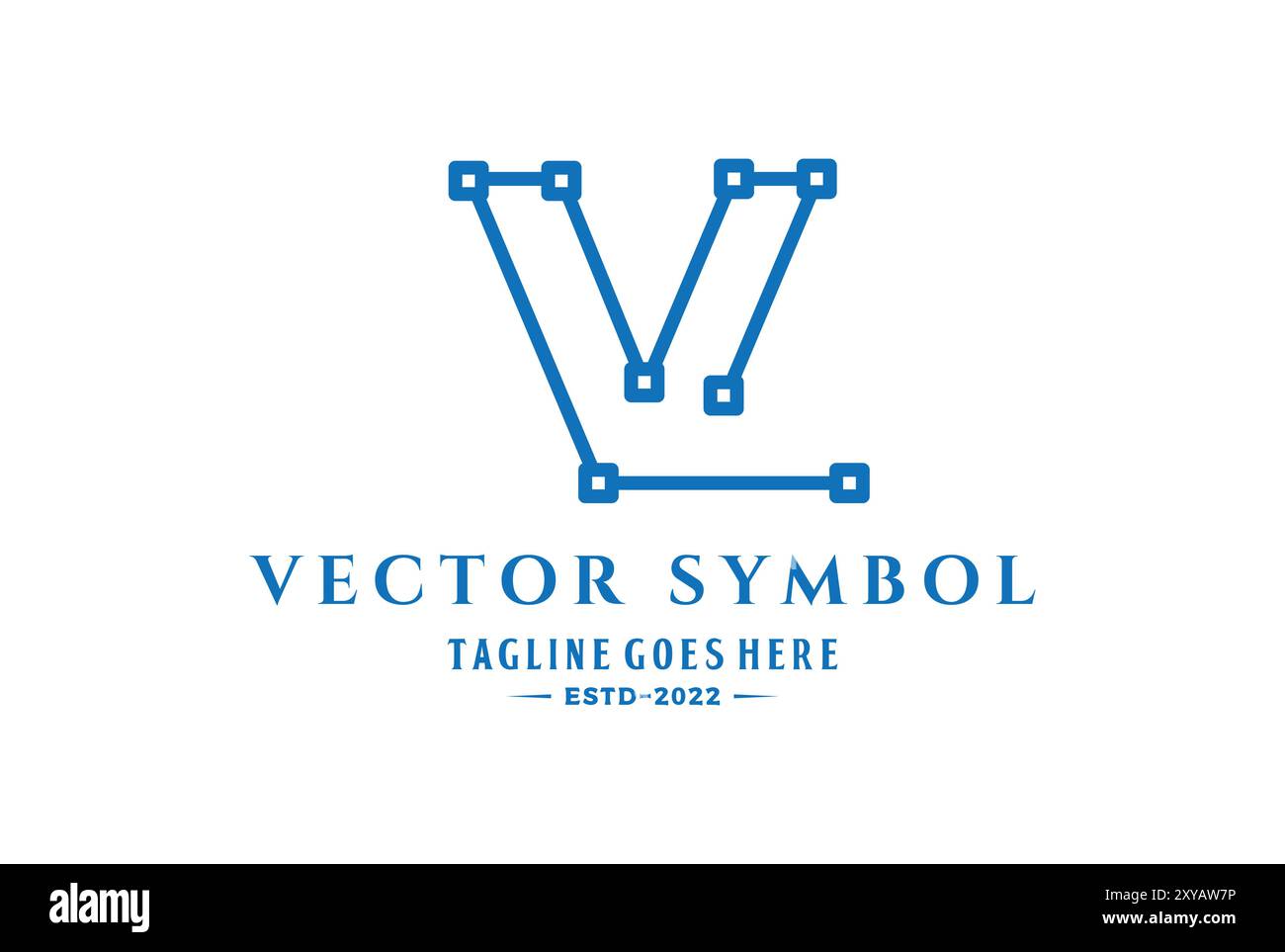 Modern Geometric Initial Letter V with Node Point Line for Vector Logo ...
