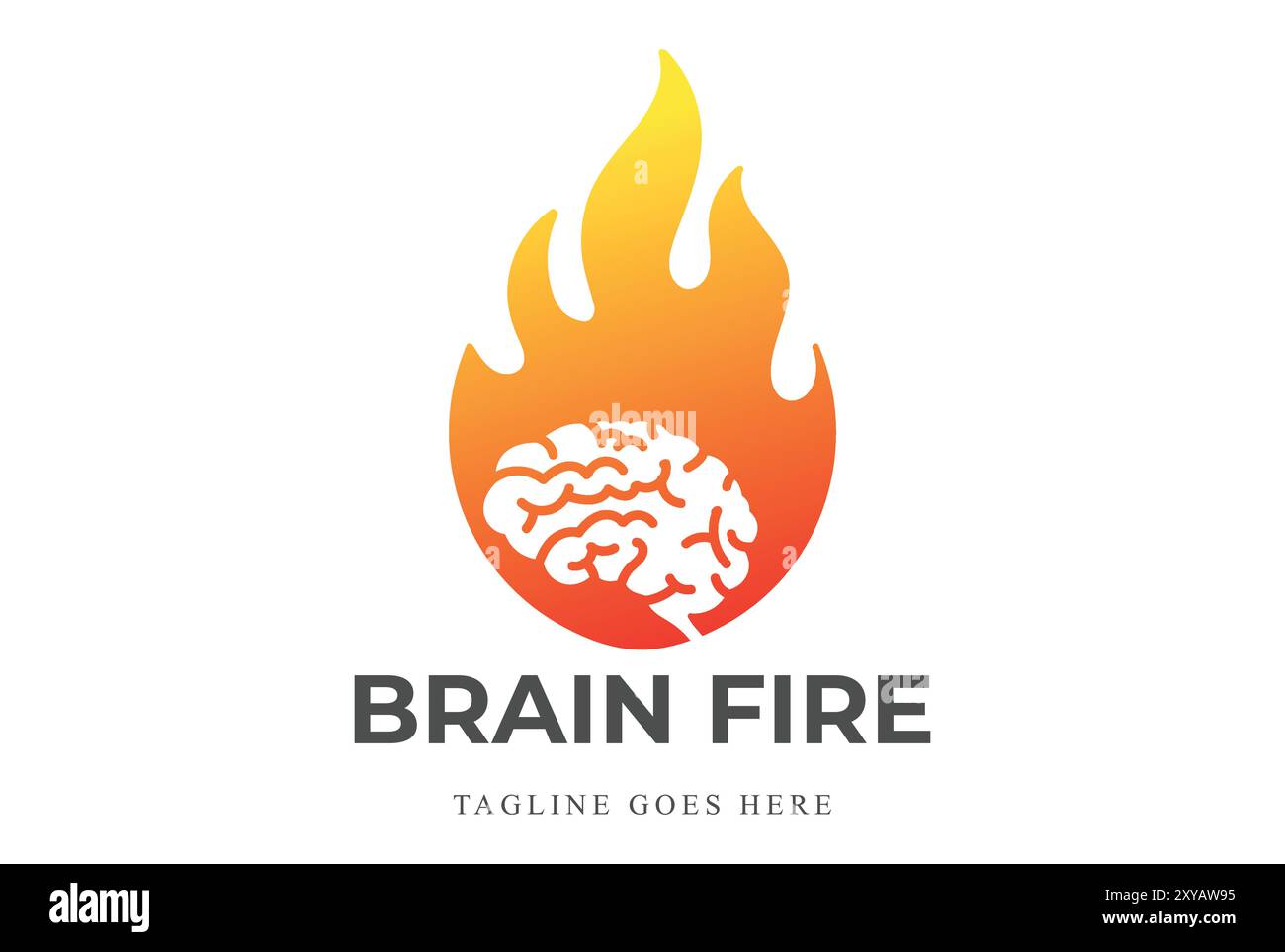 Colorful Modern Hot Smart Brain Fire Flame Logo Design Stock Vector ...