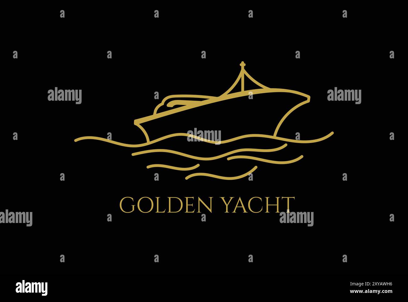 Elegant Luxury Golden Yacht Boat Vessel for Ocean Nautical Logo Stock ...