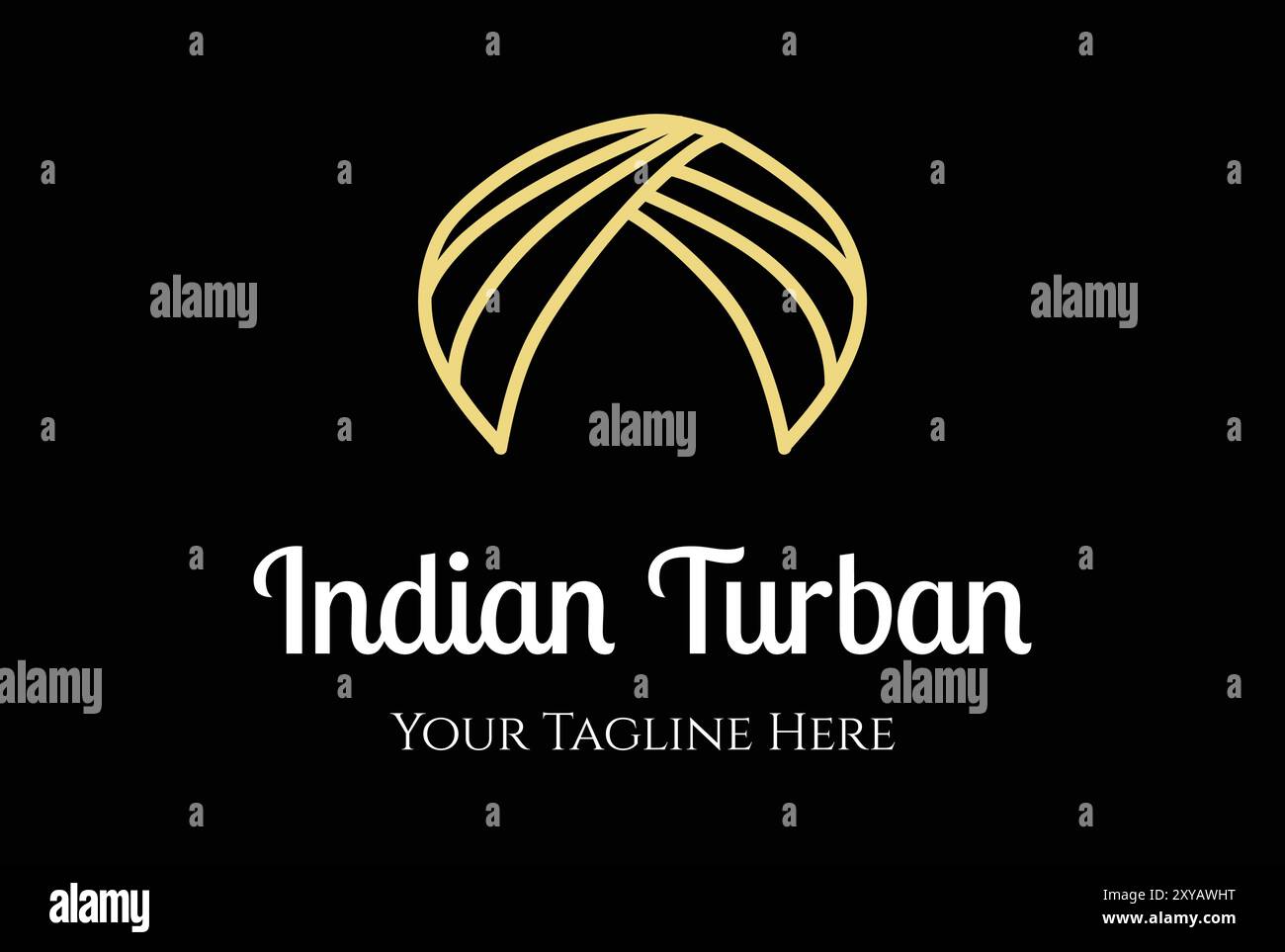 Luxury Golden Indian Turban Cap Hat Line Outline Monogram Logo Design ...