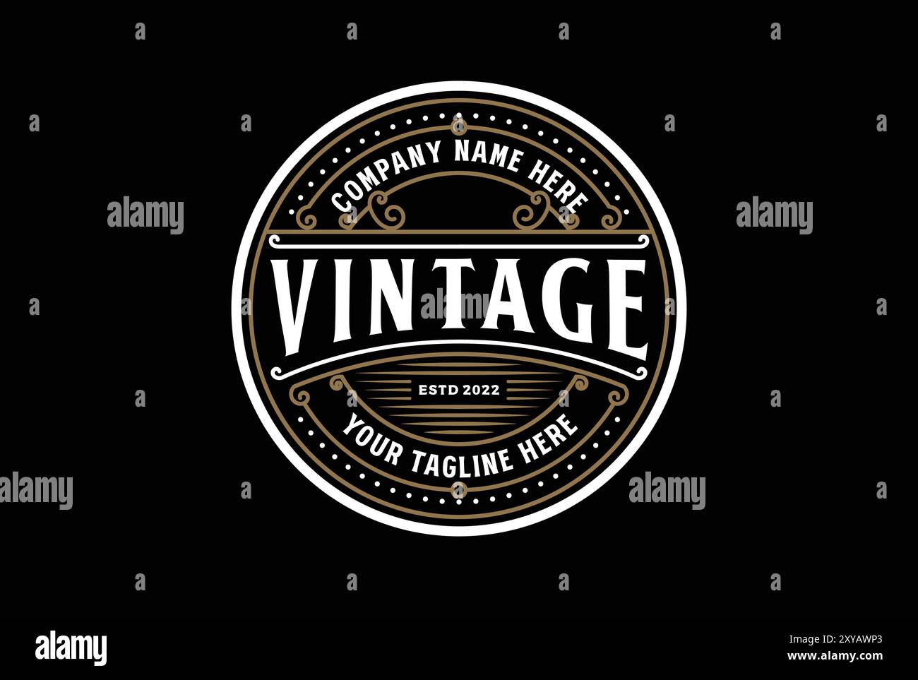 Simple Round Vintage Retro Steampunk Badge Emblem Label Stamp Logo ...