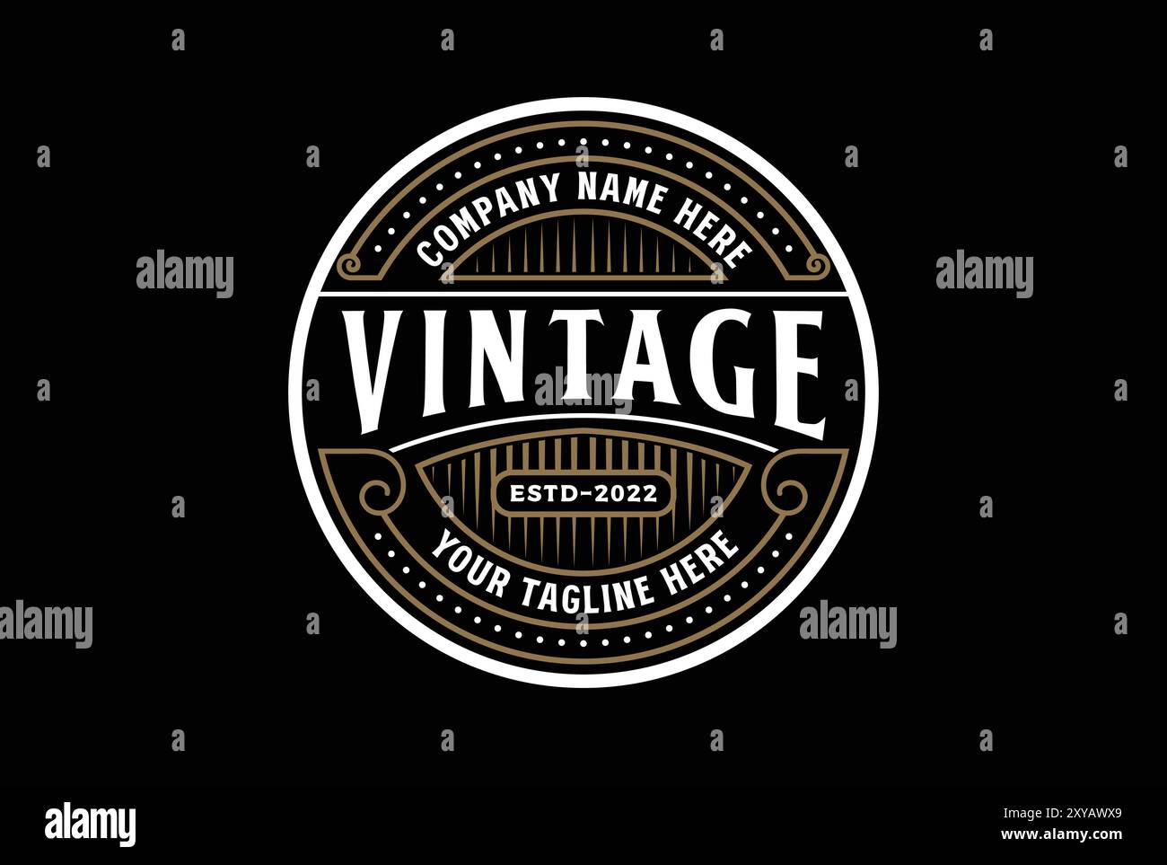 Round Vintage Retro Steampunk Badge Emblem Label Stamp Logo Design ...