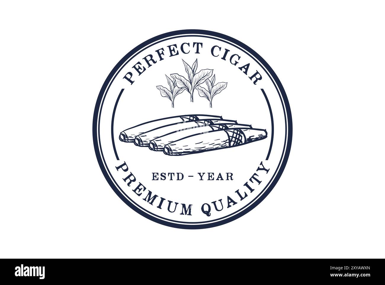 Circular Vintage Retro Hand Draw Sketch Cigar Badge Emblem Label Logo ...