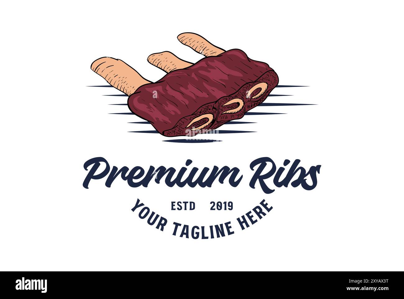 Rustic Retro Vintage Pork Cow Angus Ribs for BBQ Barbecue Grill Labels ...