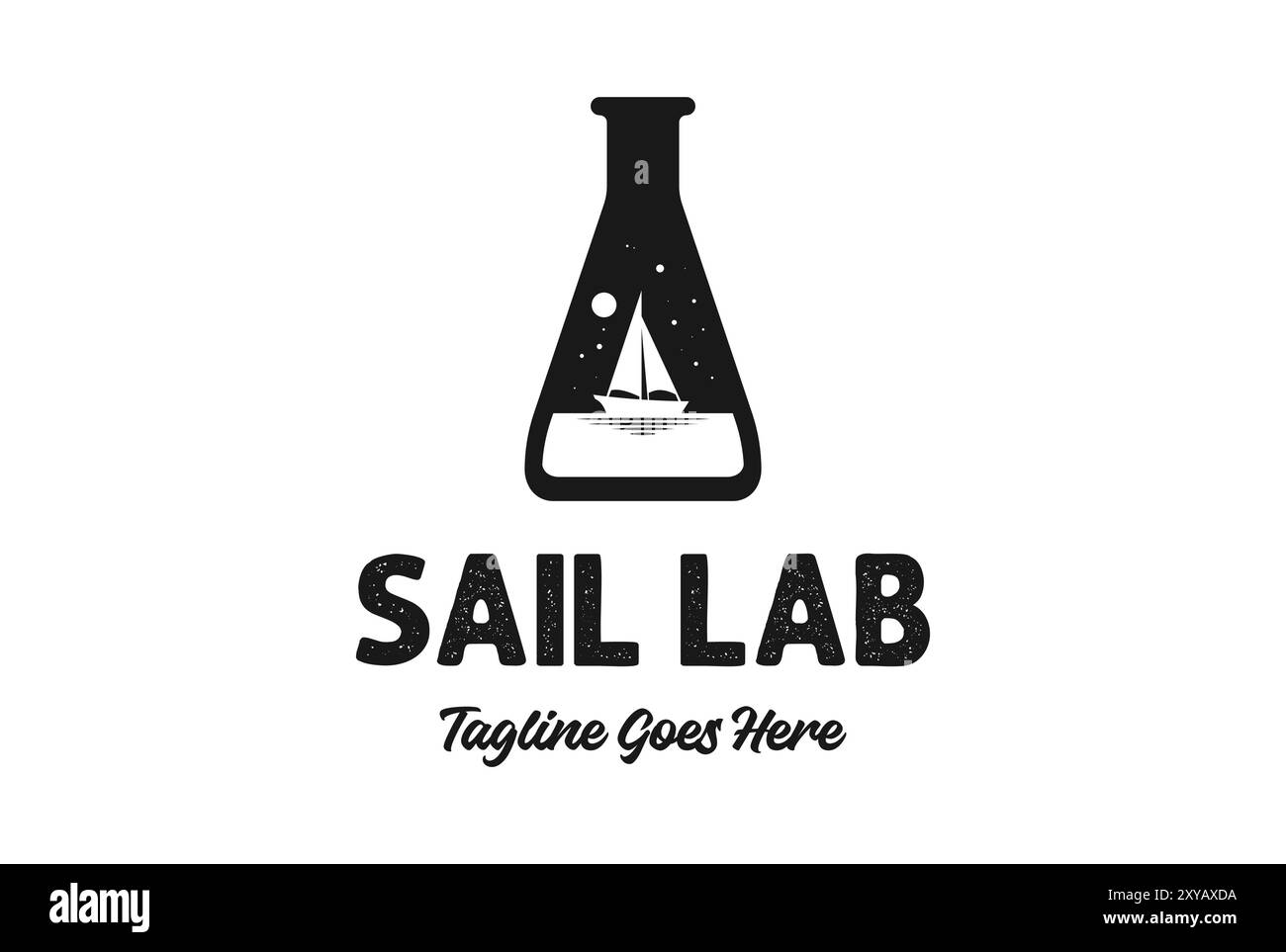 Vintage Lab Glass Tube with Night Sea Ocean Nautical Sail Boat Ship ...