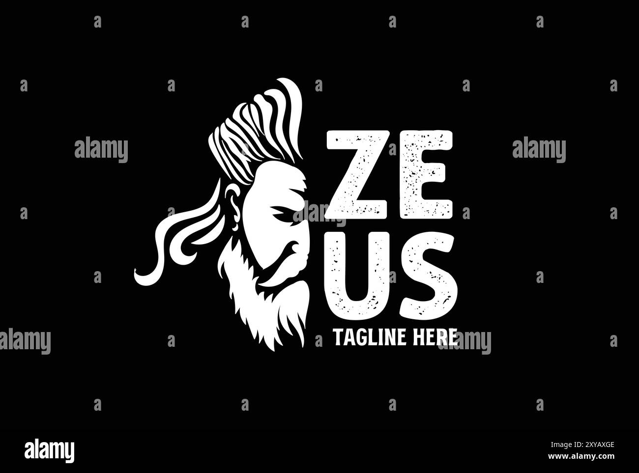 Vintage Retro Greek Zeus God Philosopher Grandfather Head Face Logo ...